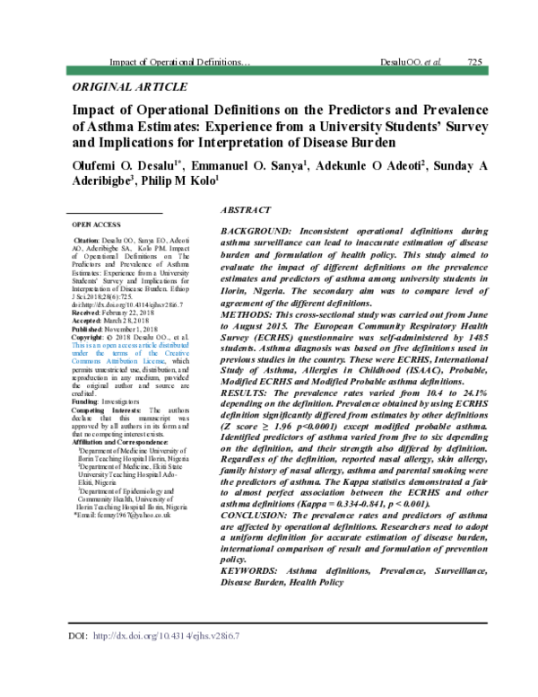 (PDF) Impact of Operational Definitions on the Predictors and ...