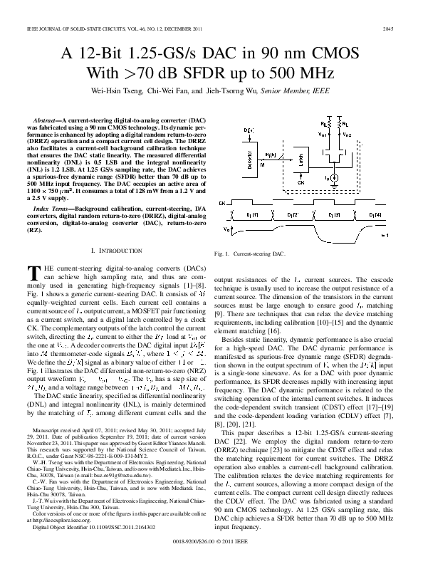 (PDF) A 12-Bit 1.25-GS/s DAC in 90 nm CMOS With $ > $70 dB SFDR up to ...