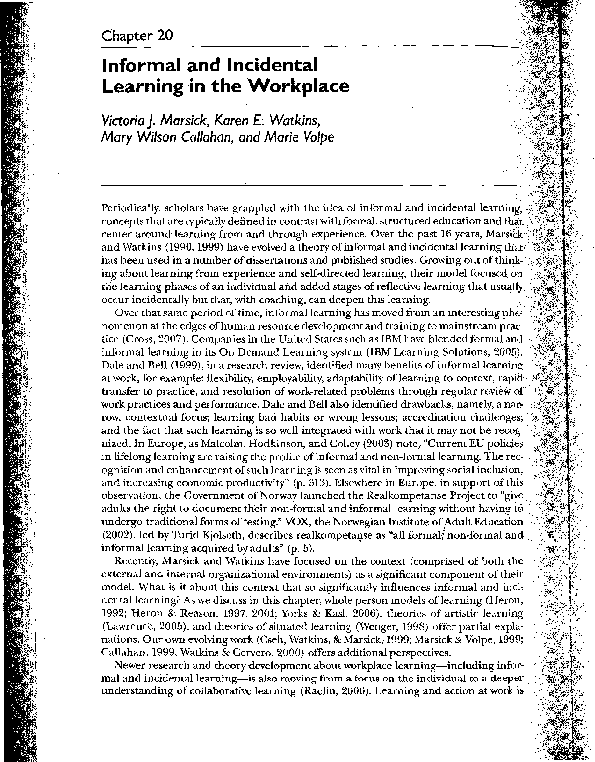 (PDF) Informal and incidental learning in the workplace