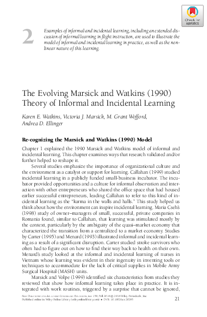 (PDF) The Evolving Marsick and Watkins (1990) Theory of Informal and ...