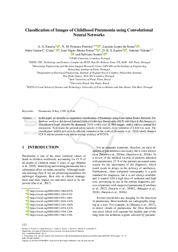 (PDF) Classiﬁcation of Images of Childhood Pneumonia using ...