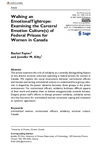 (PDF) Walking an Emotional Tightrope: Examining the Carceral Emotion ...