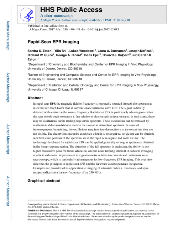 (PDF) Rapid-scan EPR imaging