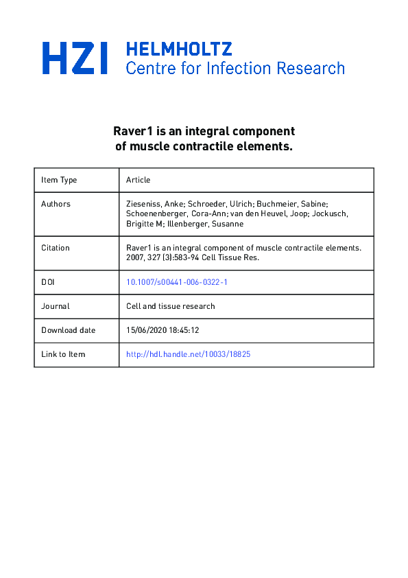 (PDF) Raver1 is an integral component of muscle contractile elements ...