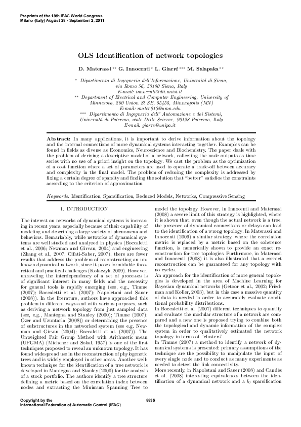 (PDF) OLS Identification of Network Topologies