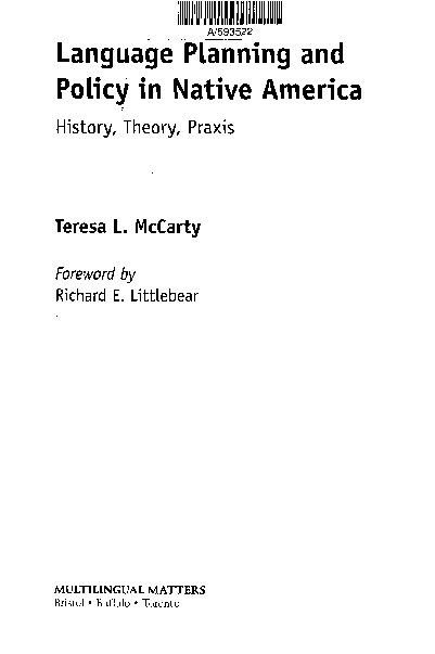 (PDF) Language Planning and Policy in Native America