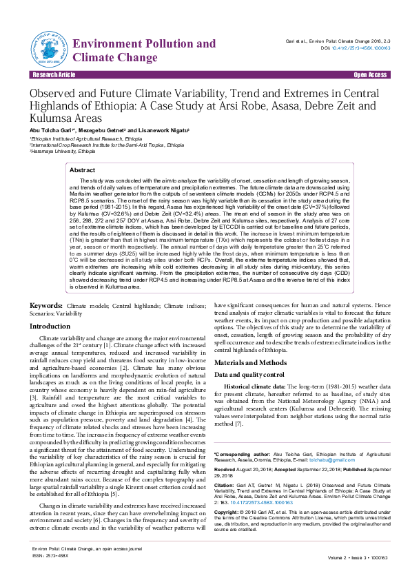 (PDF) Observed and Future Climate Variability, Trend and Extremes in ...