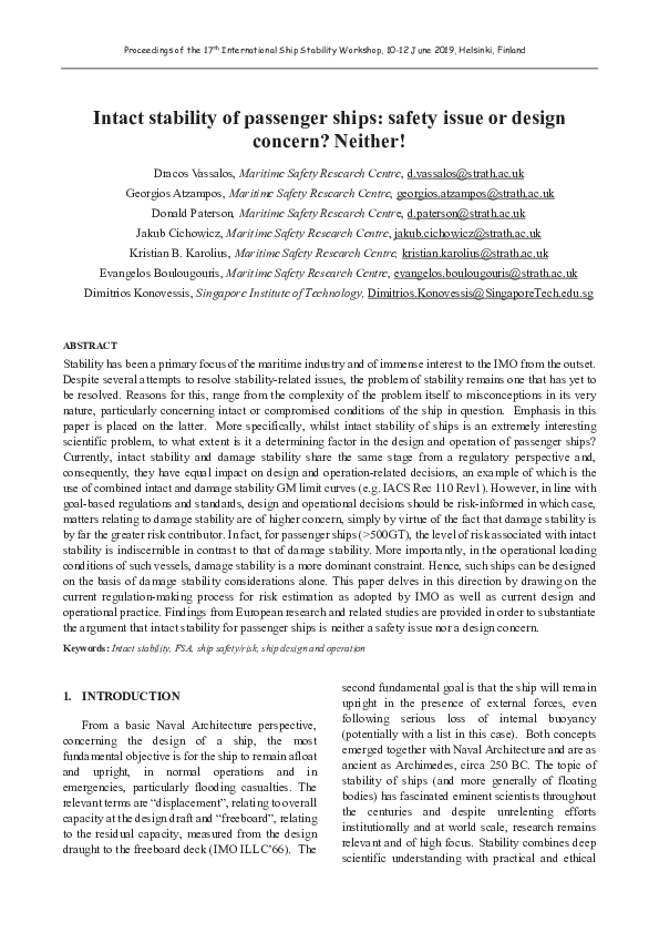 (PDF) Intact stability of passenger ships: safety issue or design ...