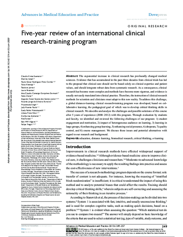 (PDF) Five-year review of an international clinical research-training ...