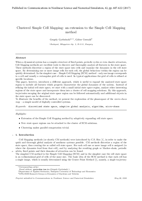 (PDF) Clustered Simple Cell Mapping: An extension to the Simple Cell Mapping method