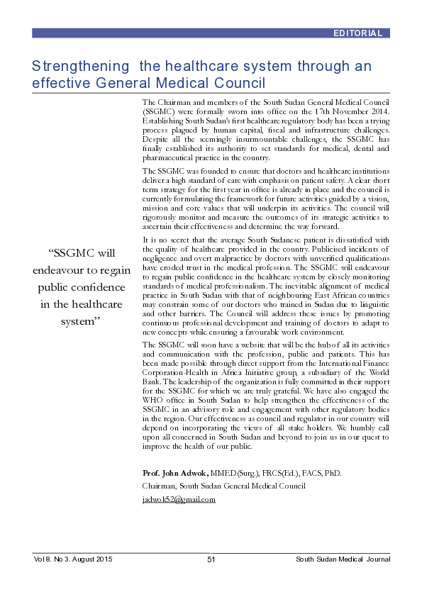 (PDF) Strengthening the healthcare system through an effective General ...