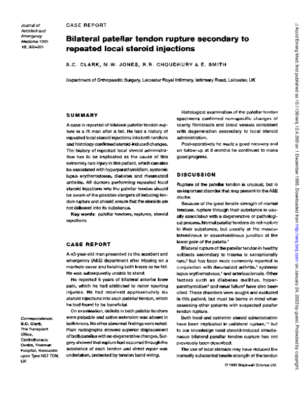 (PDF) Bilateral patellar tendon rupture secondary to repeated local ...