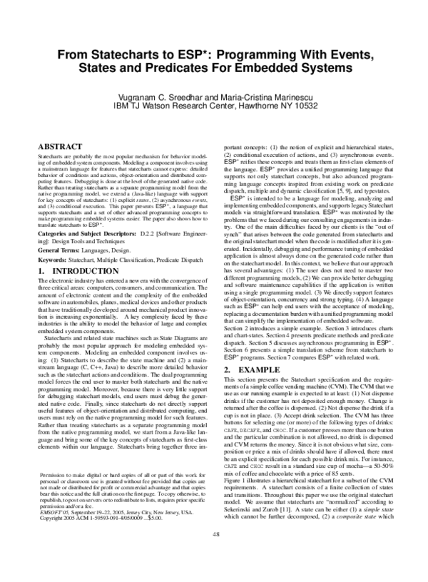 (PDF) From statecharts to ESP