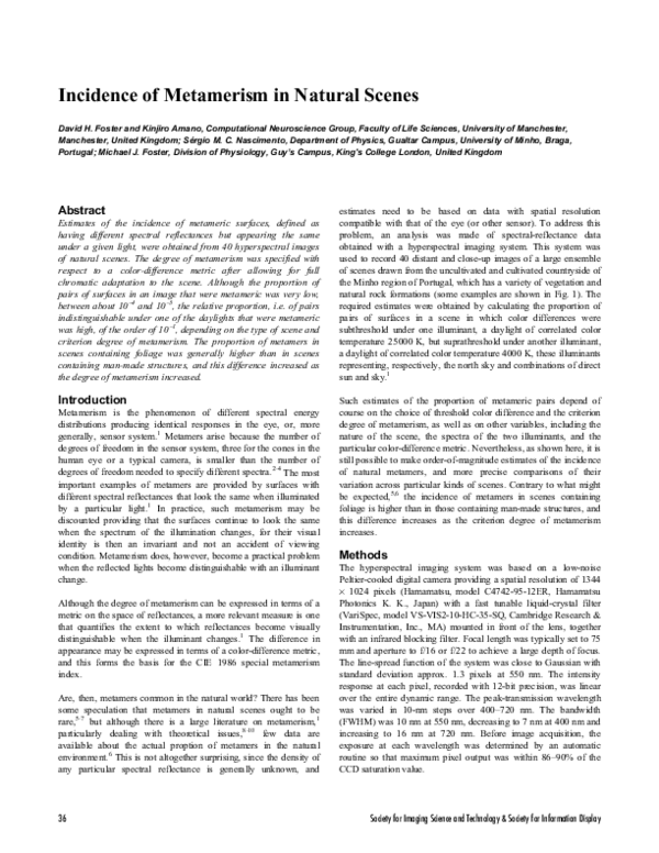 (PDF) Incidence of metamerism in natural scenes