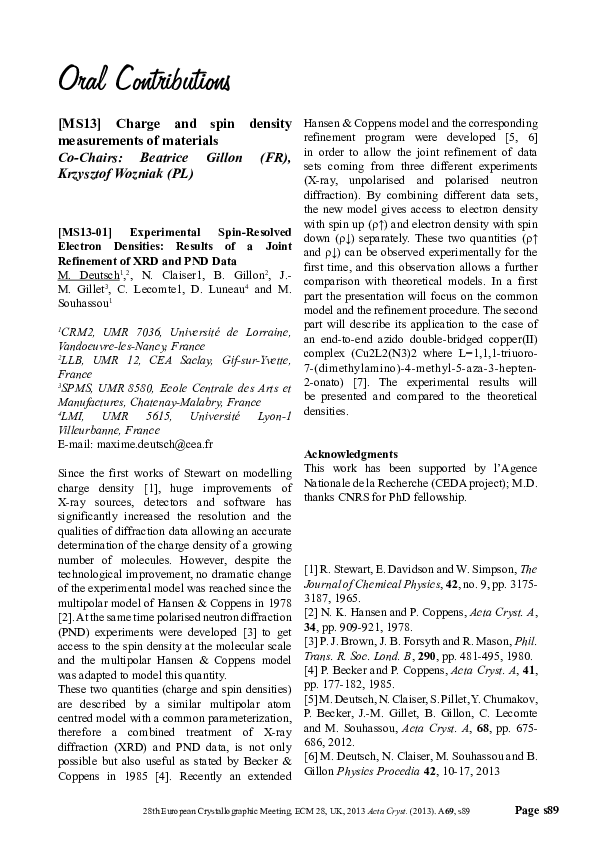 (PDF) Joint XRD and PND for Spin-Resolved Density