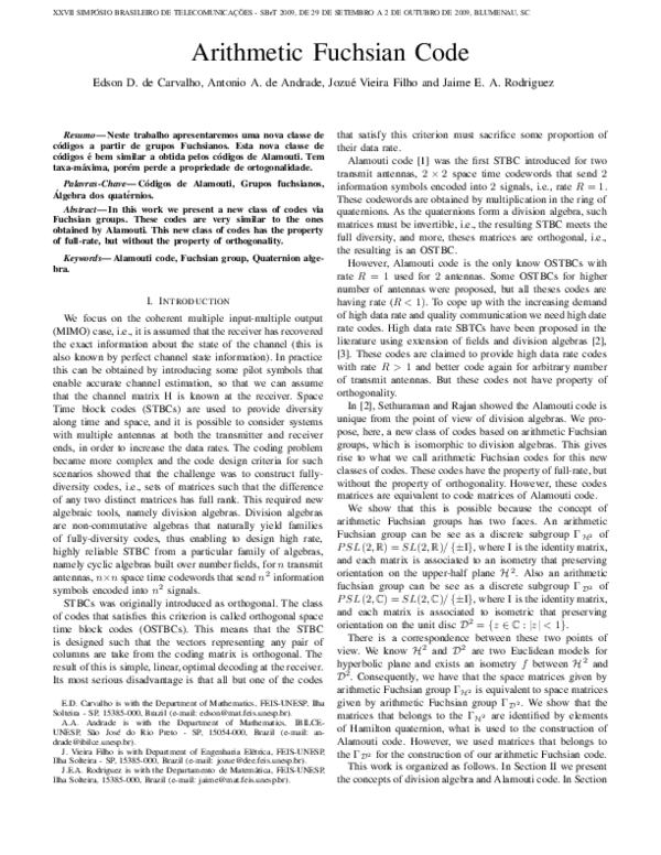 (PDF) Arithmetic Fuchsian Code