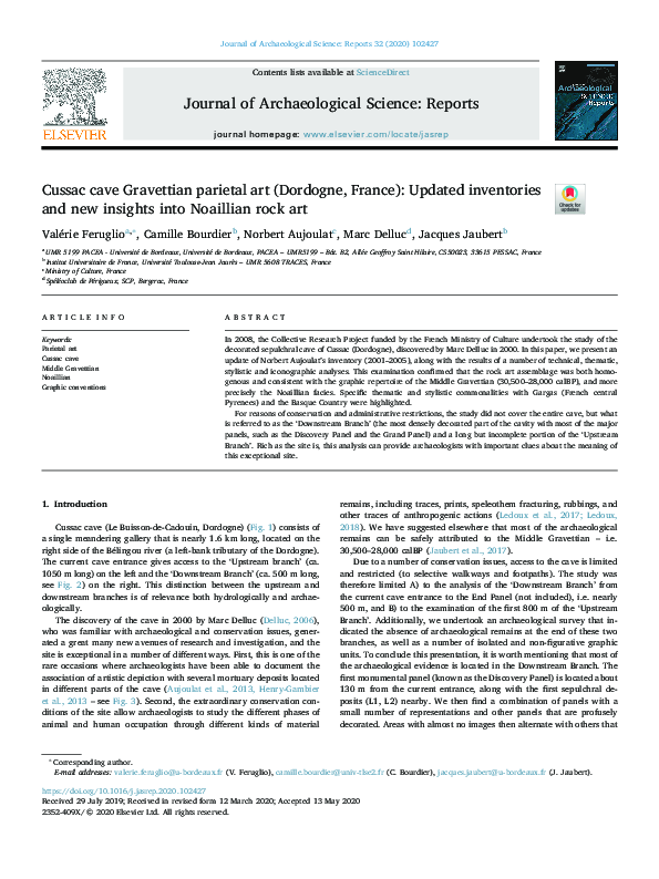 (PDF) Cussac cave Gravettian parietal art (Dordogne, France): Updated ...