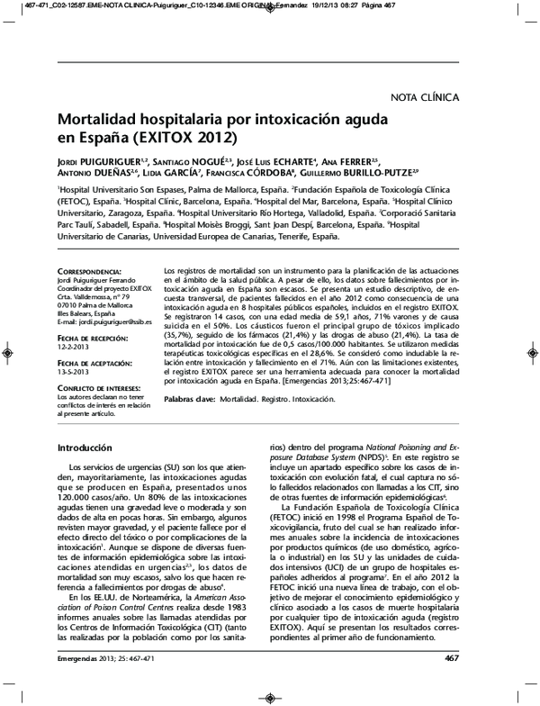 (PDF) Mortalidad hospitalaria por intoxicación aguda en España (EXITOX ...