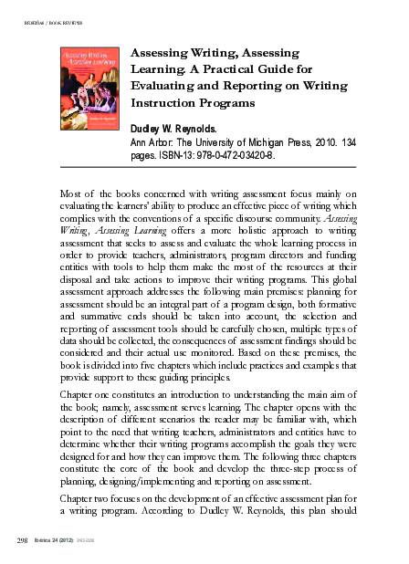 (PDF) Assessing Writing, Assessing Learning