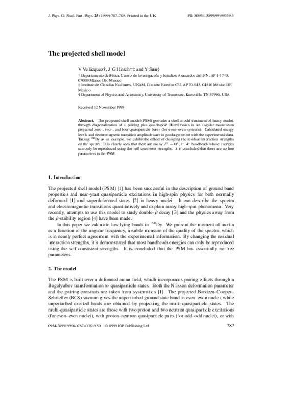 (PDF) The projected shell model