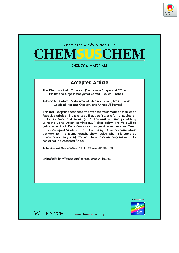 (PDF) An Electrostatically Enhanced Phenol as a Simple and Efficient ...