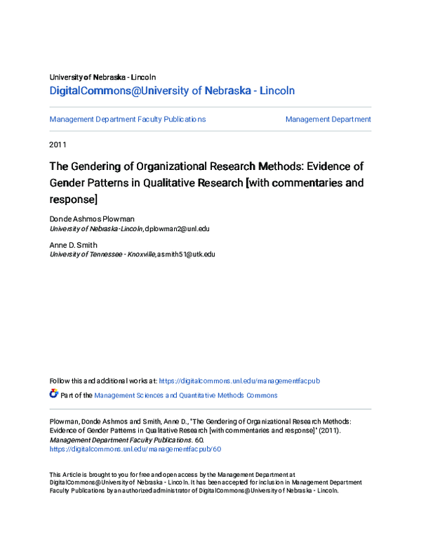 (PDF) The gendering of organizational research methods