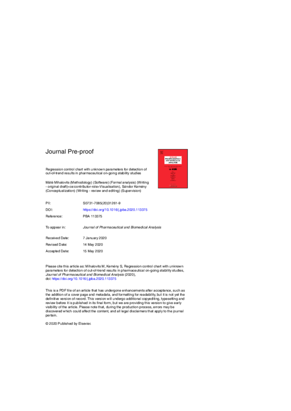 (PDF) Regression control chart with unknown parameters for detection of ...