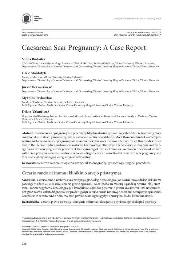 (PDF) Caesarean Scar Pregnancy: A Case Report