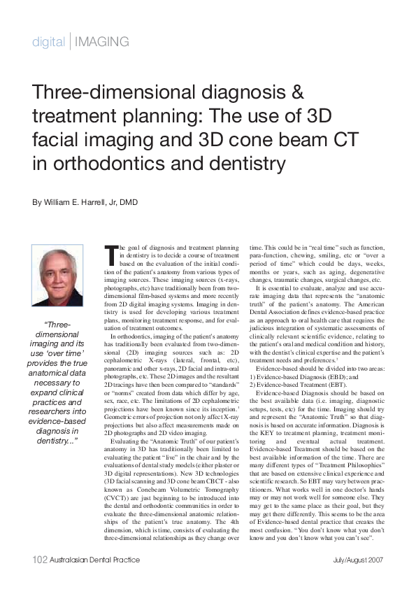 (PDF) Three-dimensional diagnosis & treatment planning: The use of 3D ...