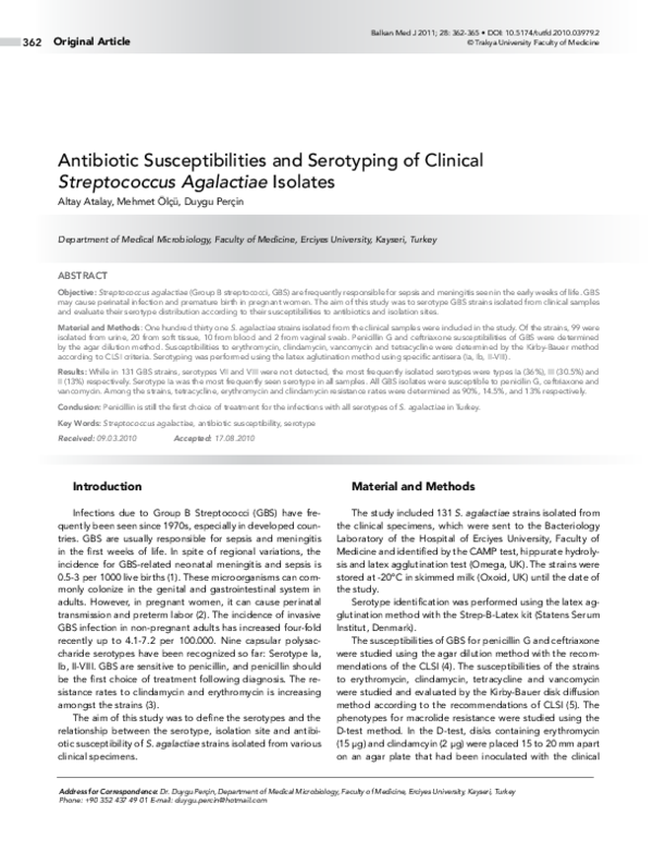 (PDF) Antibiotic Susceptibilities And Serotyping Of Clinical ...