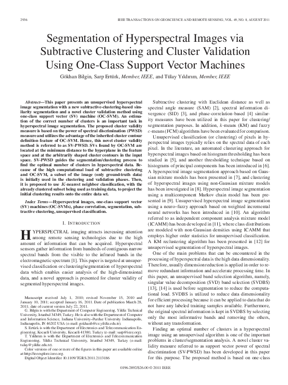 (PDF) Segmentation of Hyperspectral Images via Subtractive Clustering ... (PDF) Segmentation of Hyperspectral Images via Subtractive Clustering ...