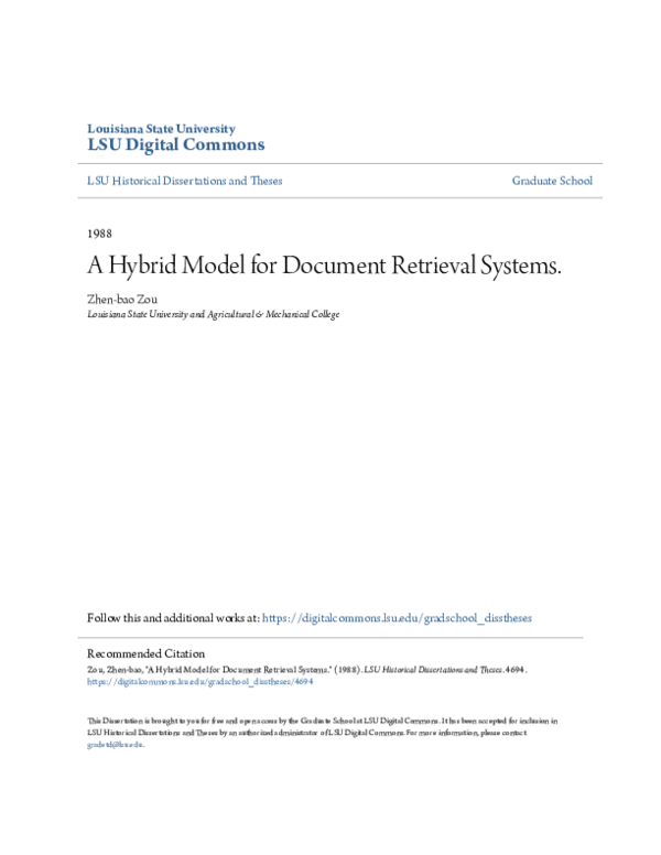 (PDF) A Hybrid Model for Document Retrieval Systems