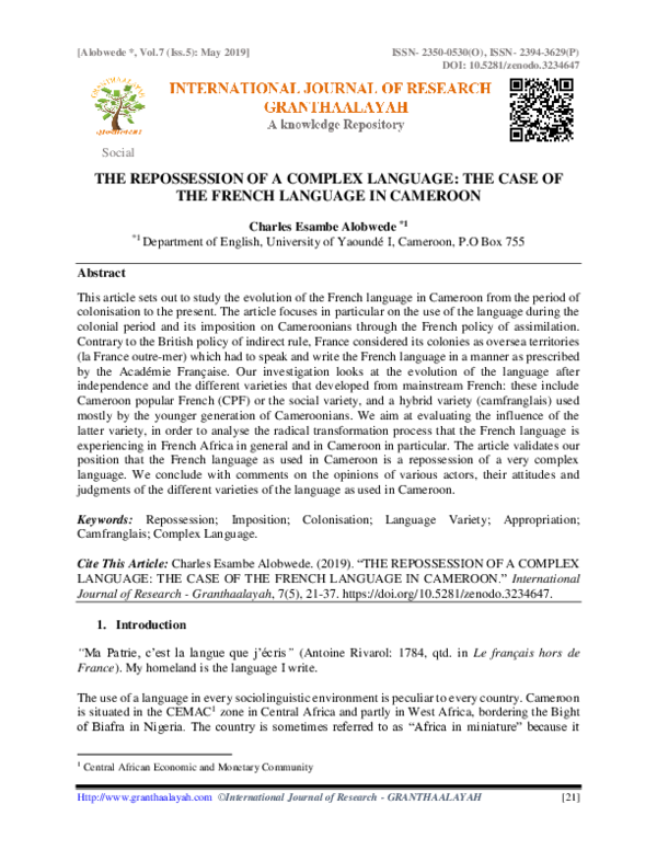 (PDF) The Repossession of a Complex Language: The Case of the French ...