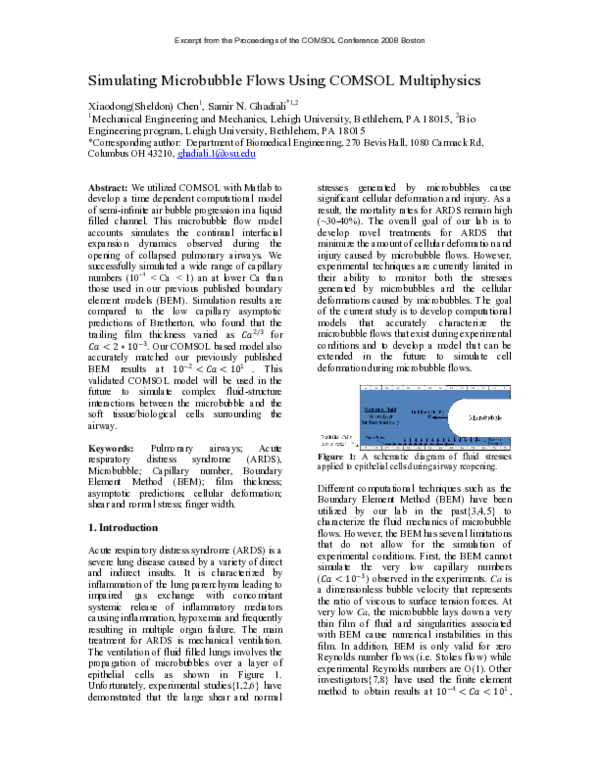 (PDF) Simulating Microbubble Flows Using COMSOL Multiphysics