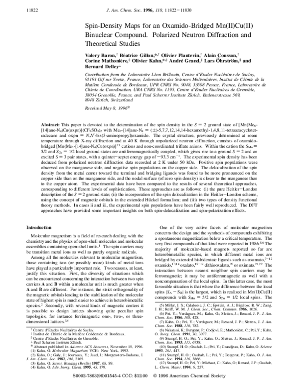 (PDF) Spin-Density Maps for an Oxamido-Bridged Mn(II)Cu(II) Binuclear ...