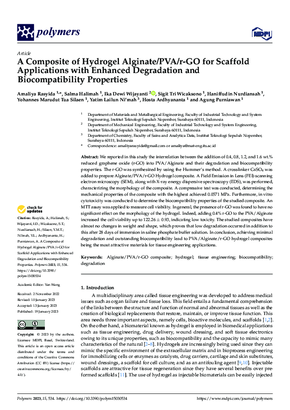 (PDF) A Composite of Hydrogel Alginate/PVA/r-GO for Scaffold ...