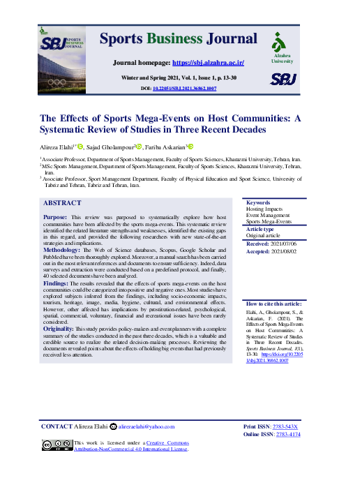 (PDF) The Effects of Sports Mega-Events on Host Communities: A ...