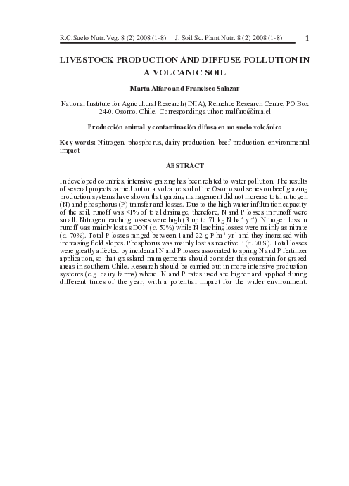 (PDF) Livestock Production and Diffuse Pollution in a Volcanic Soil