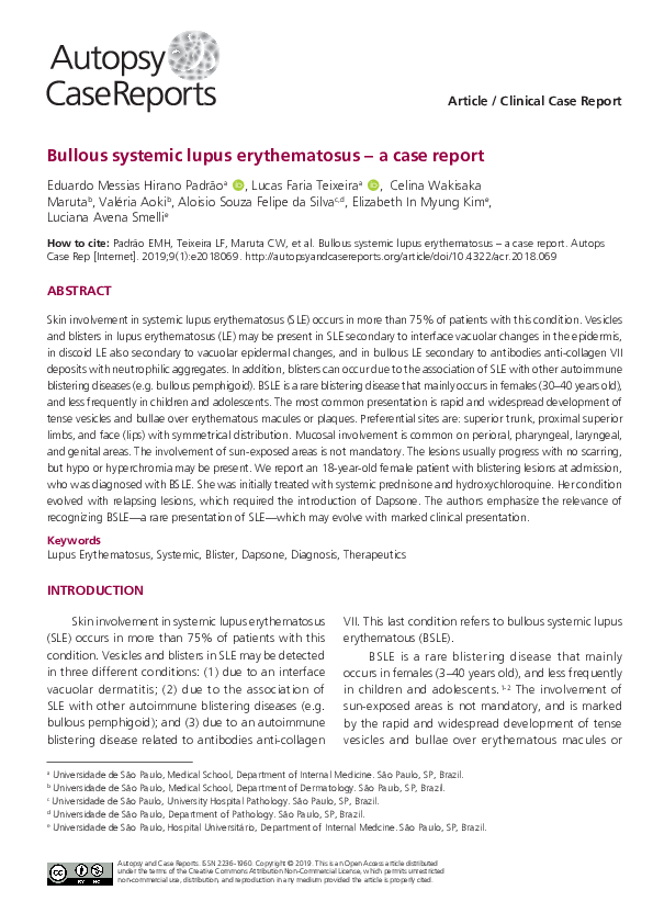 (PDF) Bullous systemic lupus erythematosus a case report