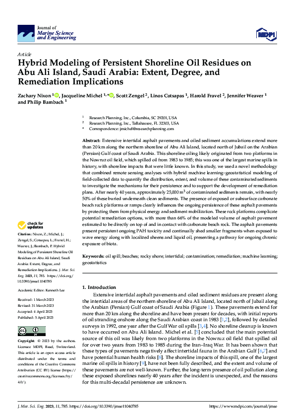(PDF) Hybrid Modeling of Persistent Shoreline Oil Residues on Abu Ali ...