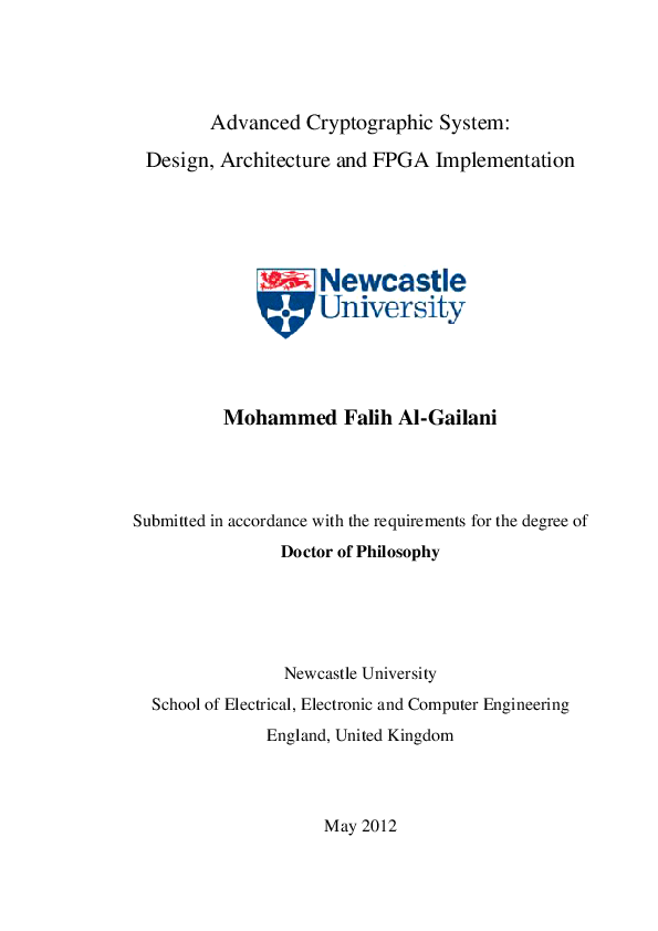 (PDF) Advanced cryptographic system : design, architecture and FPGA implementation