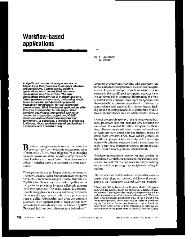 (PDF) Workflow-based applications