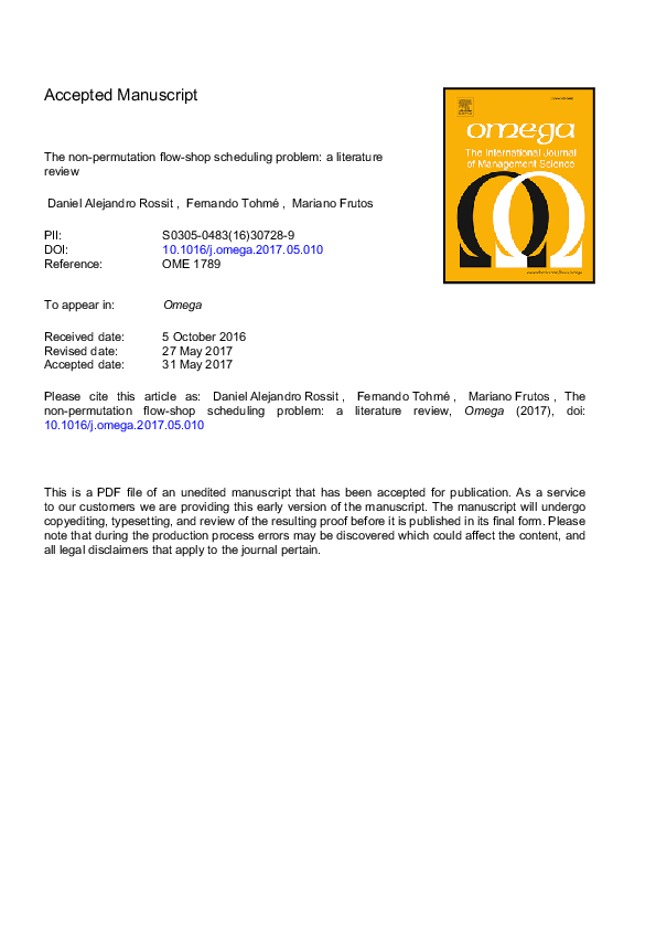 (PDF) The Non-Permutation Flow-Shop scheduling problem: A literature review