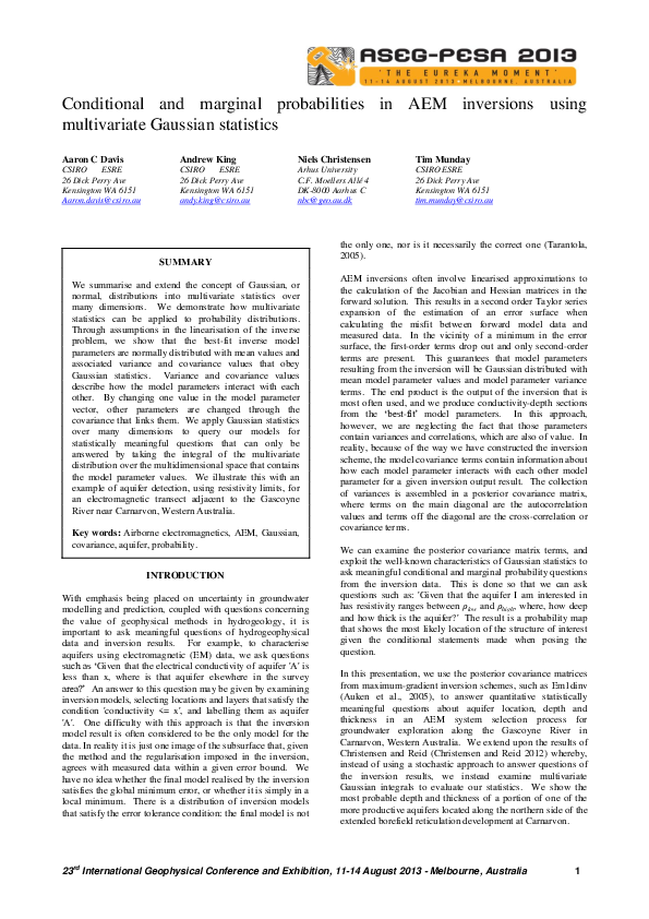(PDF) Conditional and marginal probabilities in AEM inversions using multivariate Gaussian ...