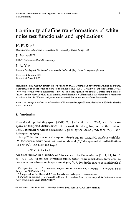(PDF) Continuity of affine transformations of white noise test ...