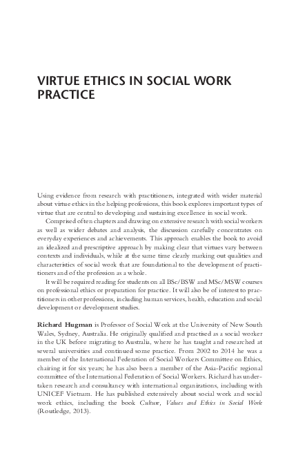 (PDF) Virtue Ethics in Social Work Practice