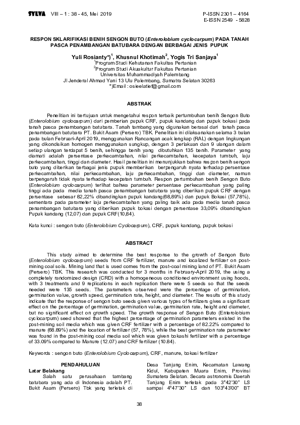 (PDF) RESPON SKLARIFIKASI BENIH SENGON BUTO (Enterolobium cyclocarpum ...