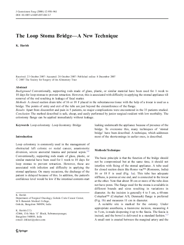 (PDF) The Loop Stoma Bridge—A New Technique