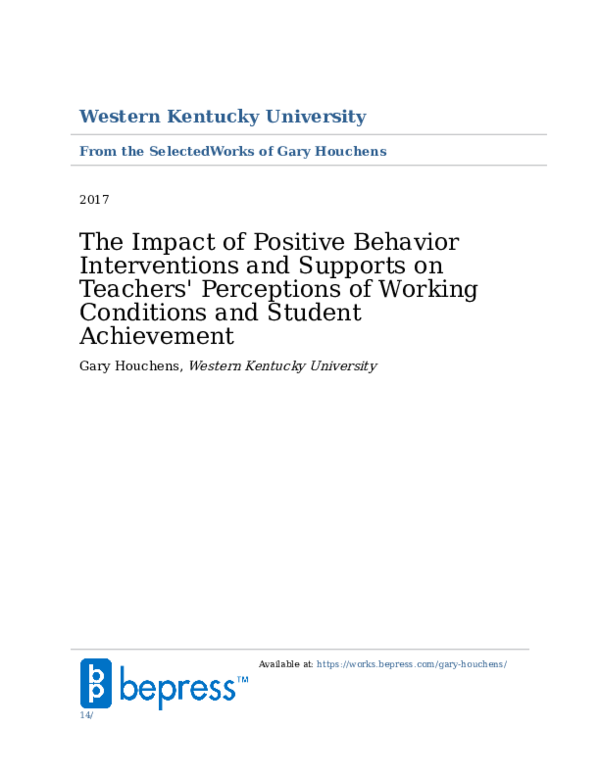 (PDF) The Impact of Positive Behavior Interventions and Supports on ...