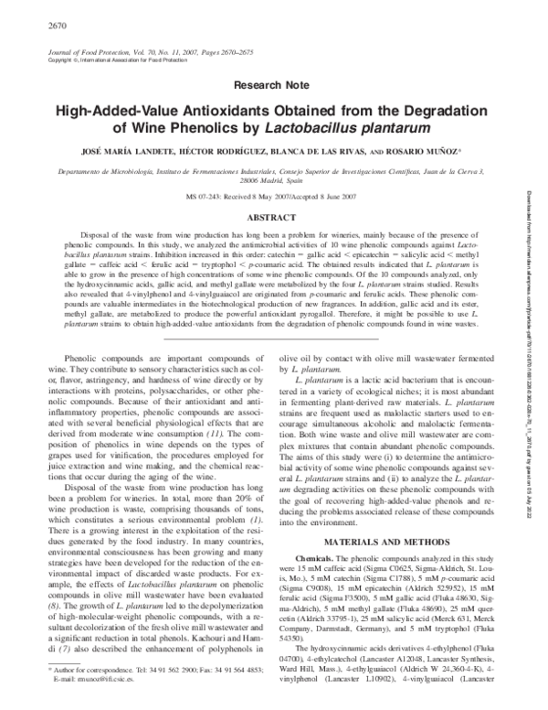 (PDF) High-Added-Value Antioxidants Obtained from the Degradation of Wine Phenolics by ...
